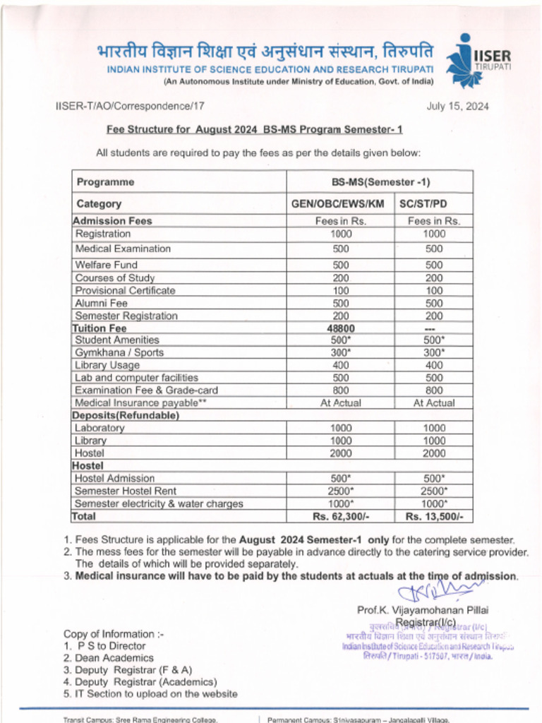 Fee BS MS 1 - AUG - 2024 | PDF