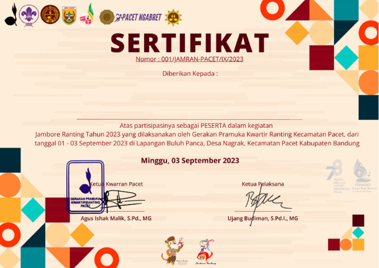 Sertifikat Jambore Ranting 2023 | PDF