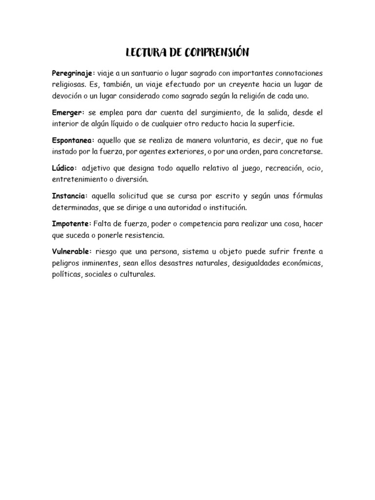 LECTURA DE COMPRENSIÓN Y POSLECTURA | PDF