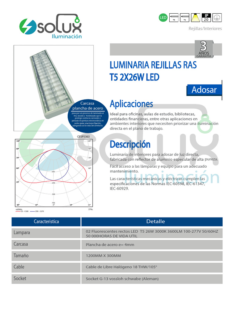 LUMINARIA REJILLA 2x26W LED RAS | PDF | Diodo emisor de luz | Bienes ...