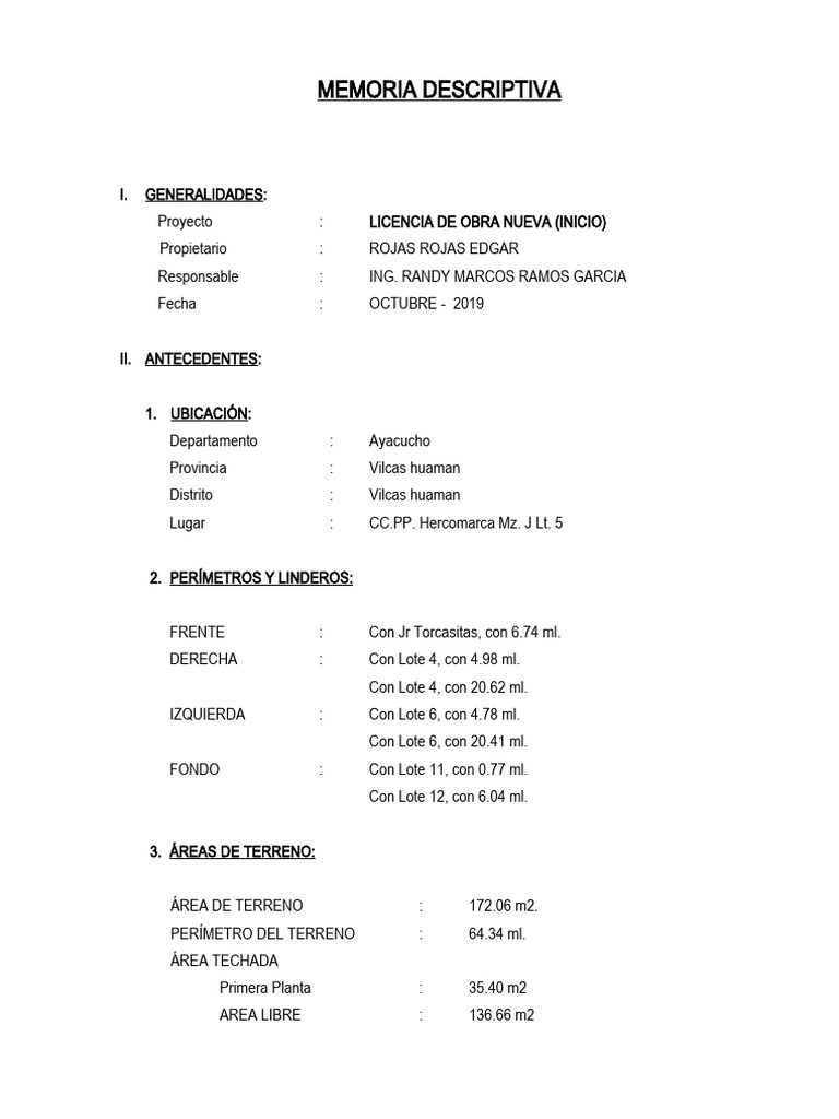 01 Memoria Descriptiva Edi | PDF | edificio | Ingeniería de Edificación