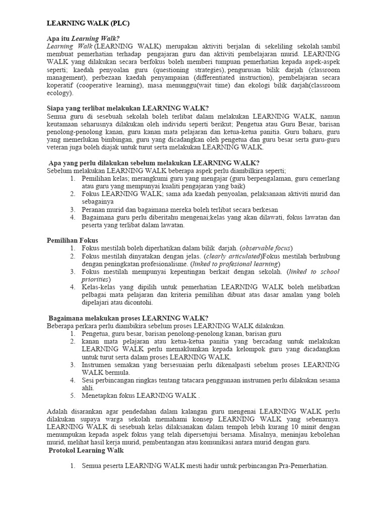 Nota Learning Walk | PDF