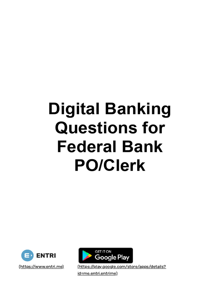 Digital Banking Questions For Federal Bank PO Clerk | PDF | Search ...