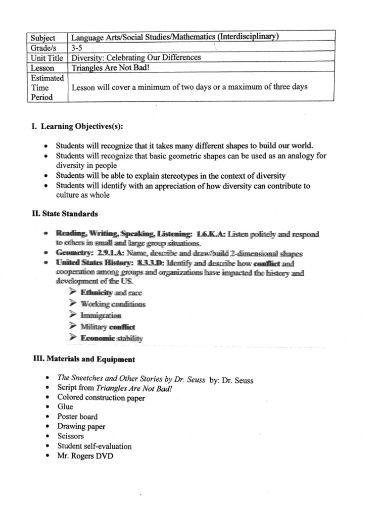 Triangles Are Not Bad Lesson Plan | PDF