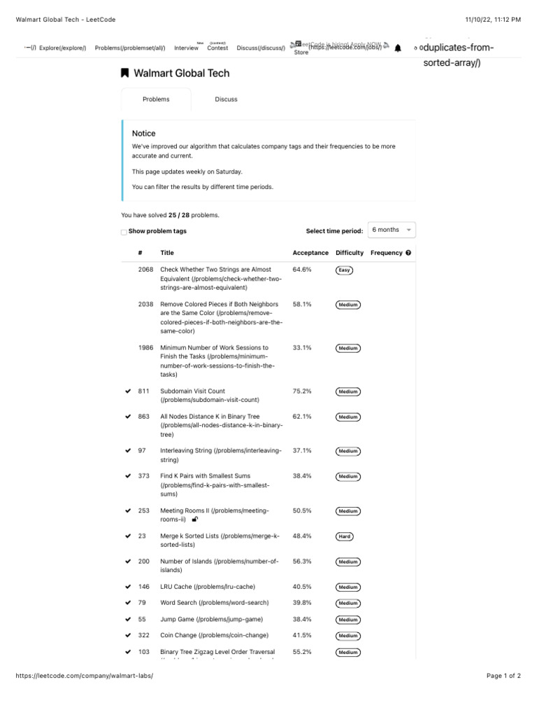 Walmart Global Tech - LeetCode | PDF | Computer Programming | Applied Mathematics
