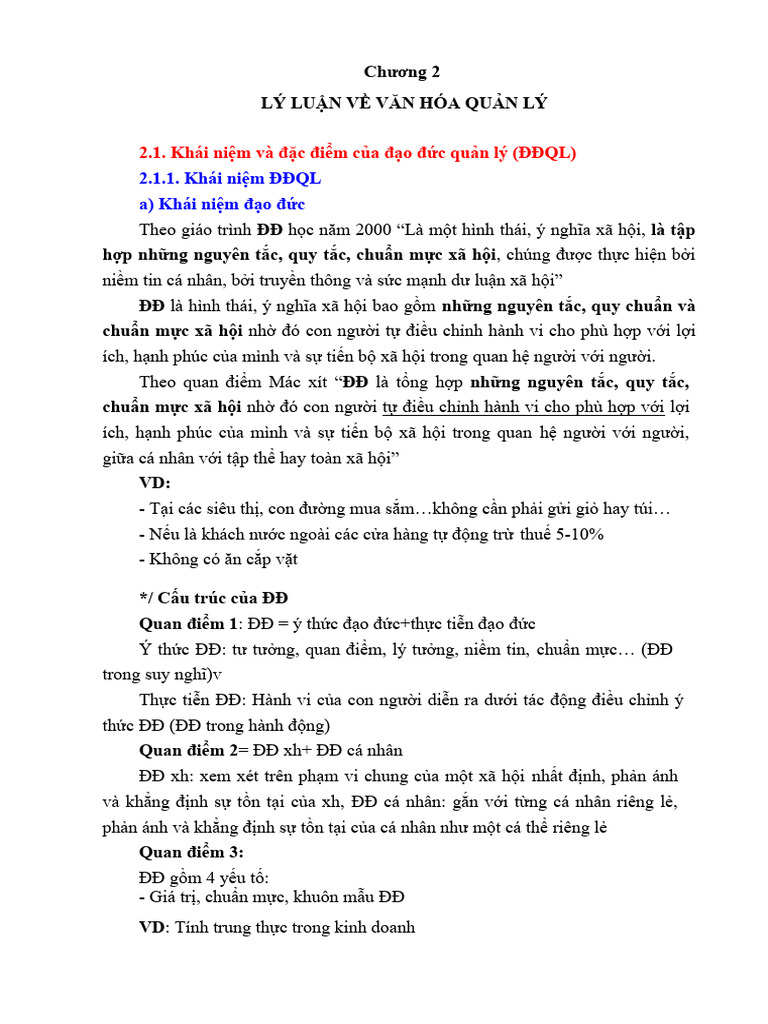 Lý Luận Về Đạo Đức QL | PDF