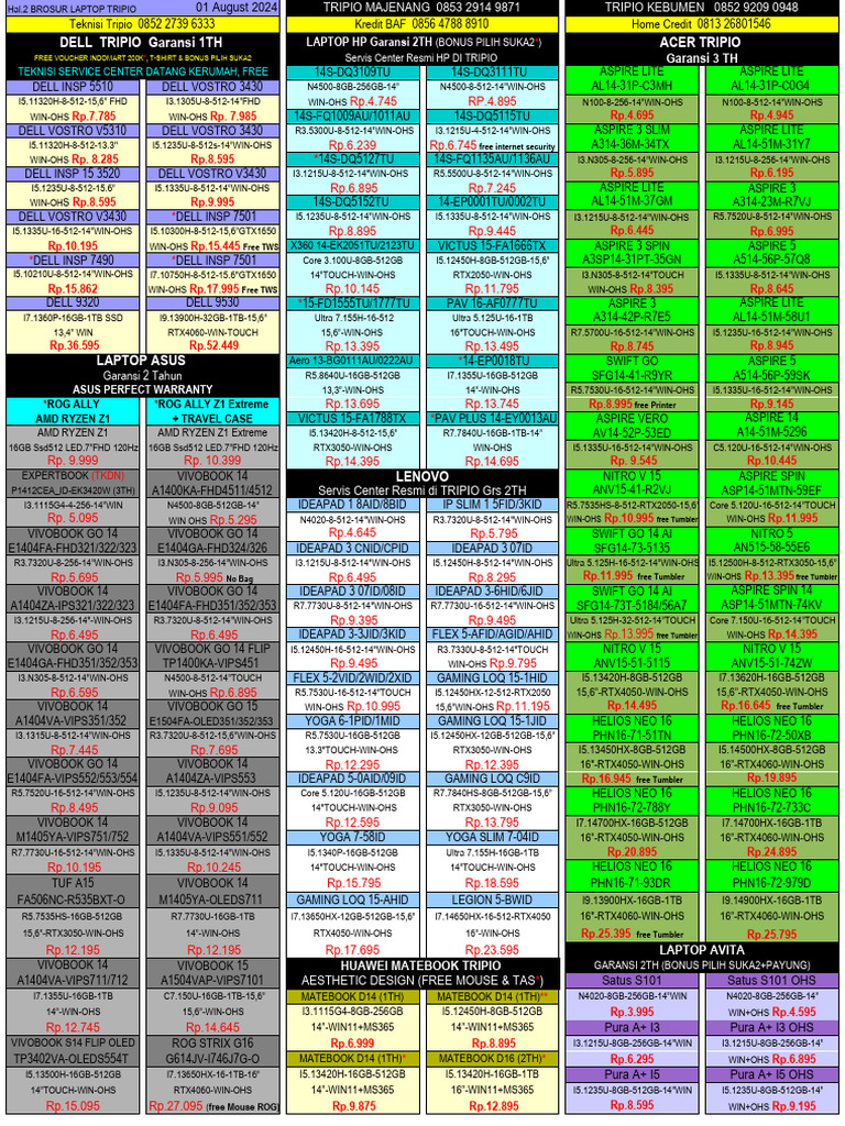 Laptop Tripio: Prices & Services 2024 | PDF | Personal Computers ...