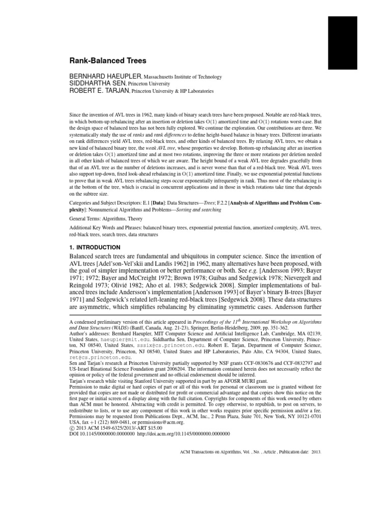 2013 Rank Balanced Trees | PDF | Algorithms And Data Structures