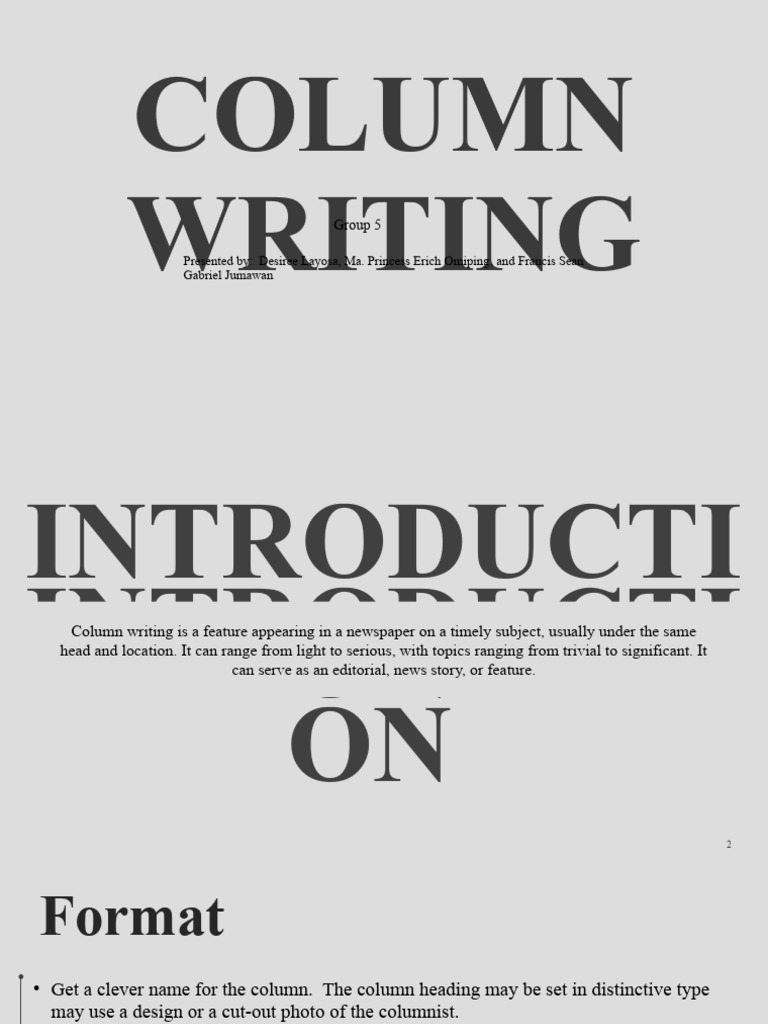 Column Writing | PDF | News | Human Communication