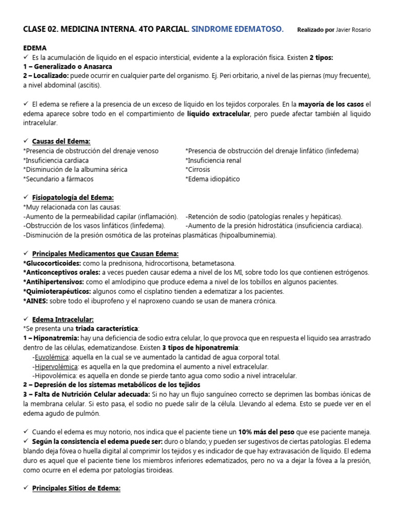 Síndrome Edematoso: Causas y Tratamiento | PDF | Edema | Especialidades ...