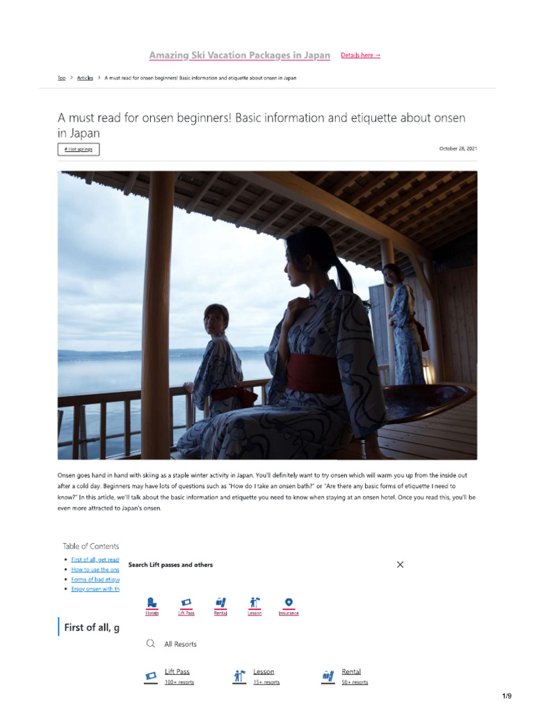 Tips For ONSEN Bathing | PDF