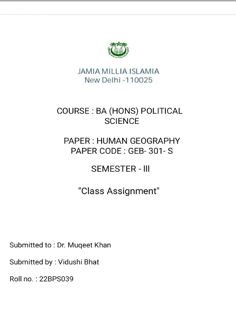 Human Geo Assignment | PDF