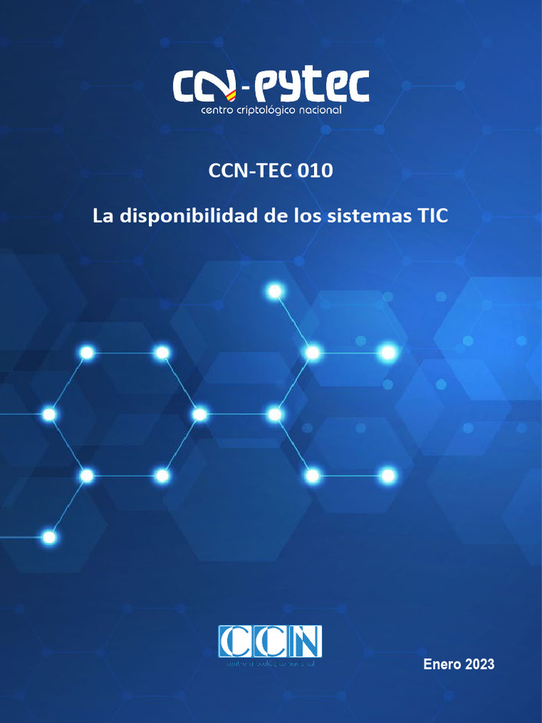 CCN-TEC-010-La Disponibilidad de Los Sistemas TIC | PDF | Red de computadoras | Grupo de ...