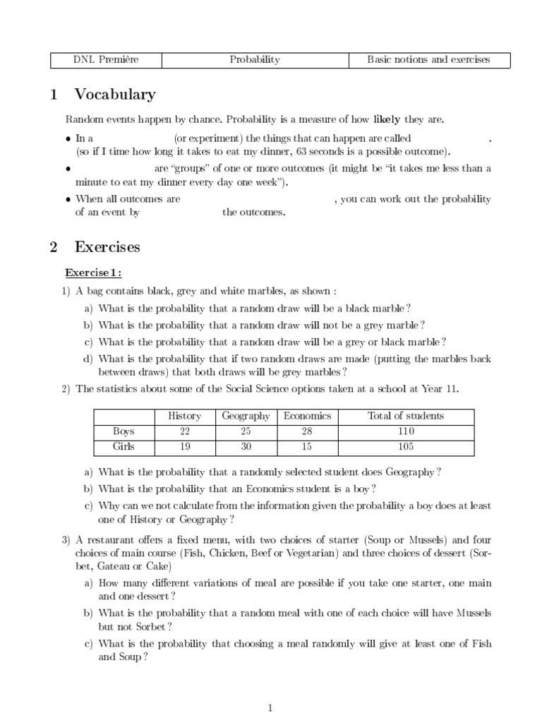 DNL 1ere - Probability | PDF | Probability