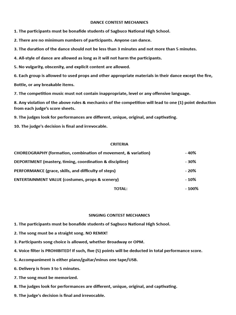 Dance Contest Mechanics | PDF | Dances | Musicology