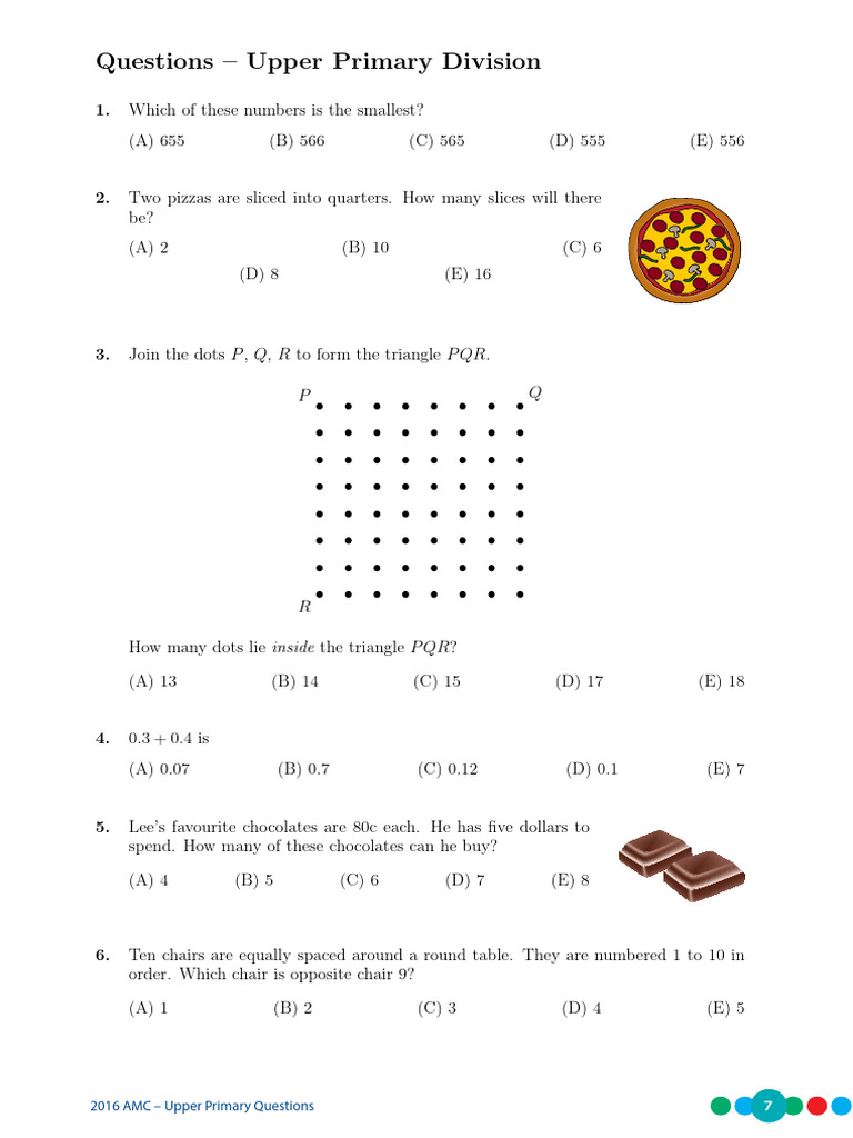 2016 Australian Mathematics Competition AMC Upper Primary Years 5 - 6 ...