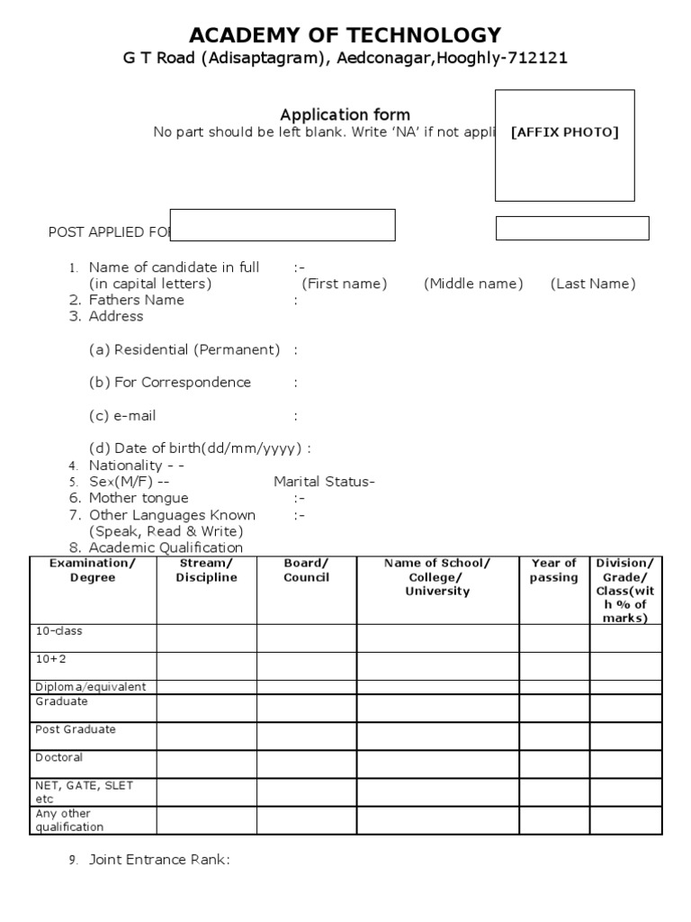 Application Format Aot | PDF | Career & Growth