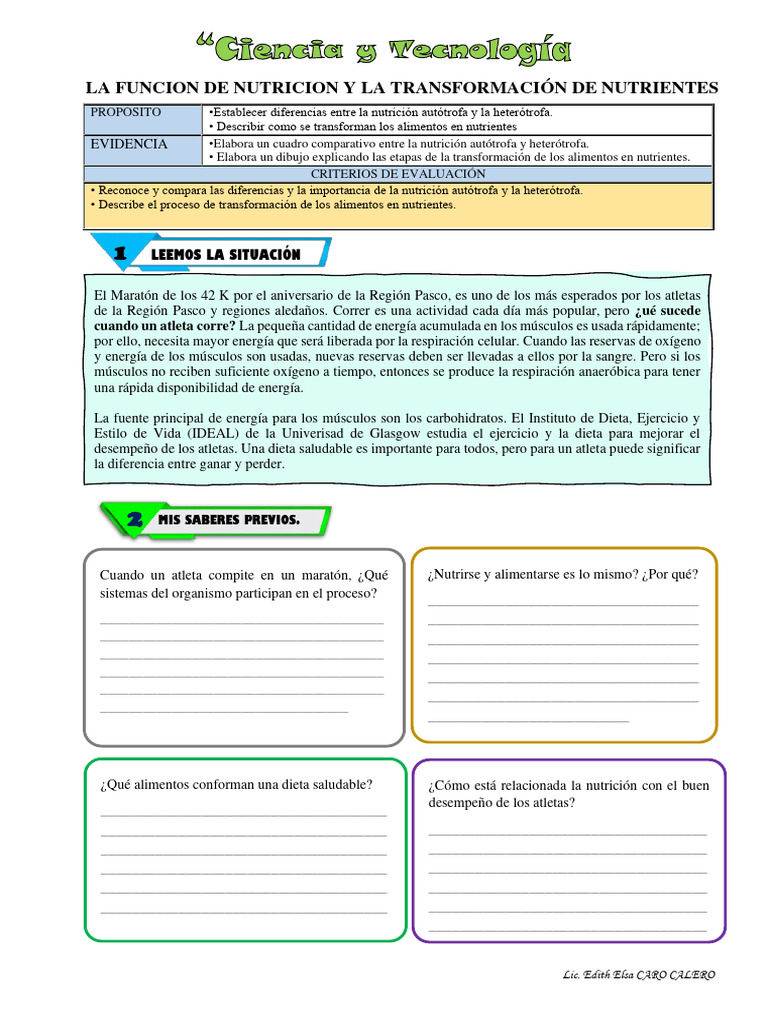 UNID 3 4to. Act. 1 CyT - SEM 1 | PDF | Digestión | Nutrición