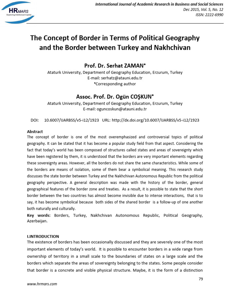 The Concept of Border in Terms of Political Geography and The Border ...