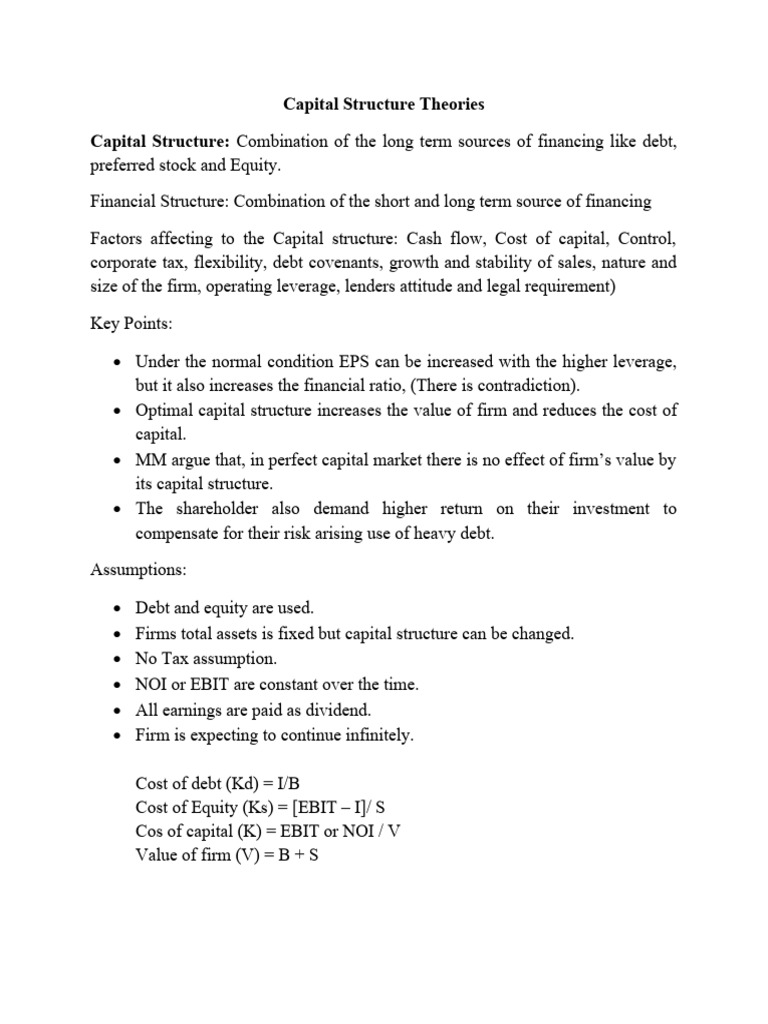 Capital Structure Theory | PDF | Capital Structure | Financial Capital