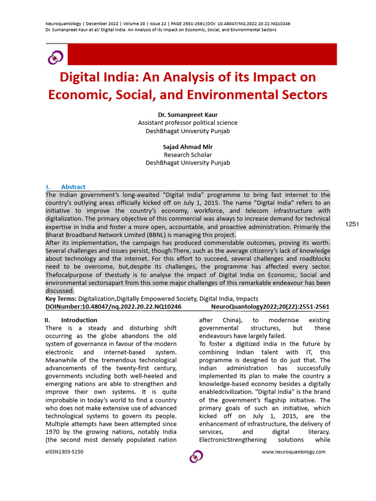 Impact of Digital India on Sectors | PDF | Outsourcing | Infrastructure