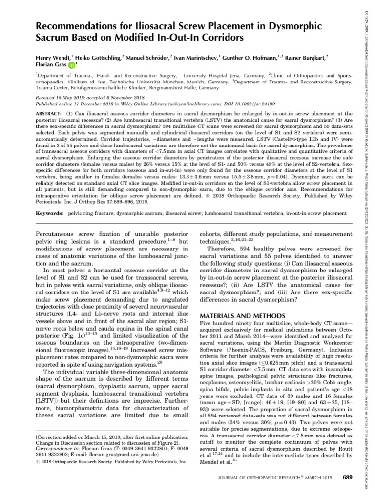Journal Orthopaedic Research - 2018 - Wendt - Recommendations For ...