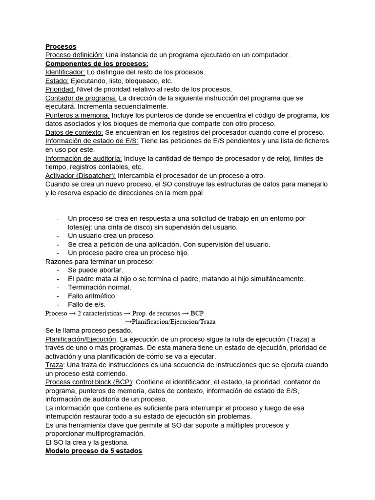 Hilos y PROCESOS - Resumen | PDF | Hilo (Computación) | Proceso (Computación)