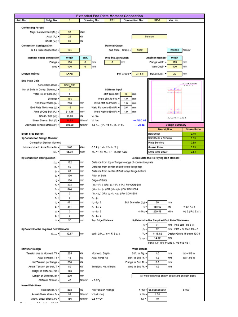 Moment Connection Design (Ver-6) | PDF | Mechanical Engineering | Mechanics