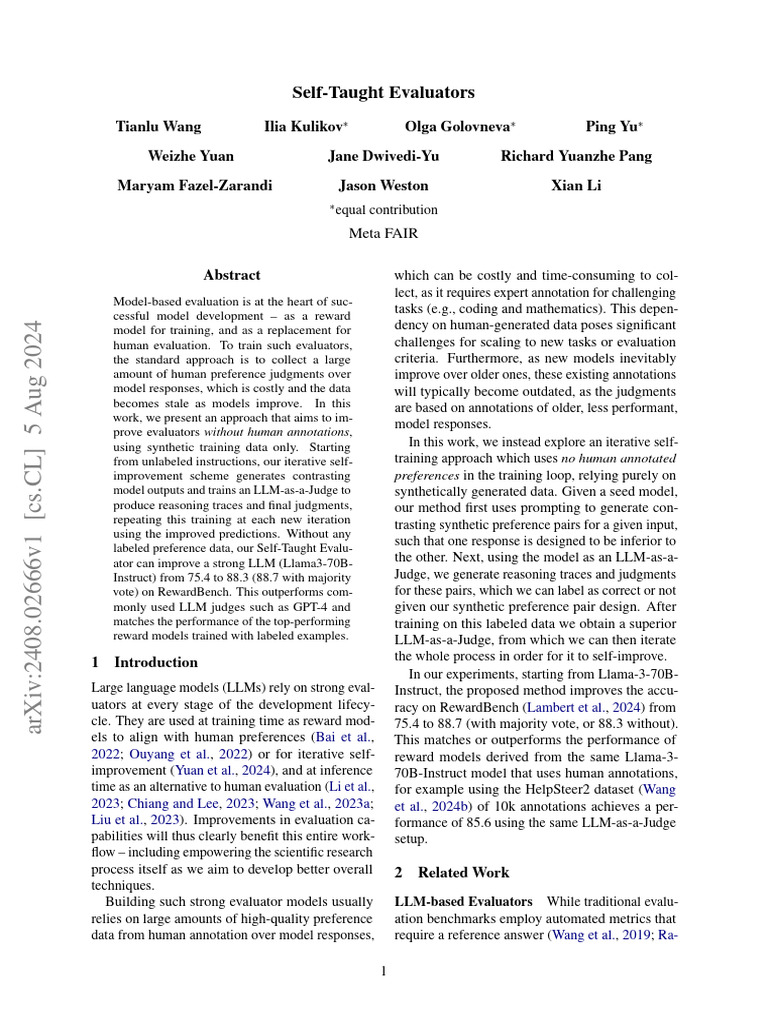 Self-Taught Evaluators | PDF | Cognitive Science