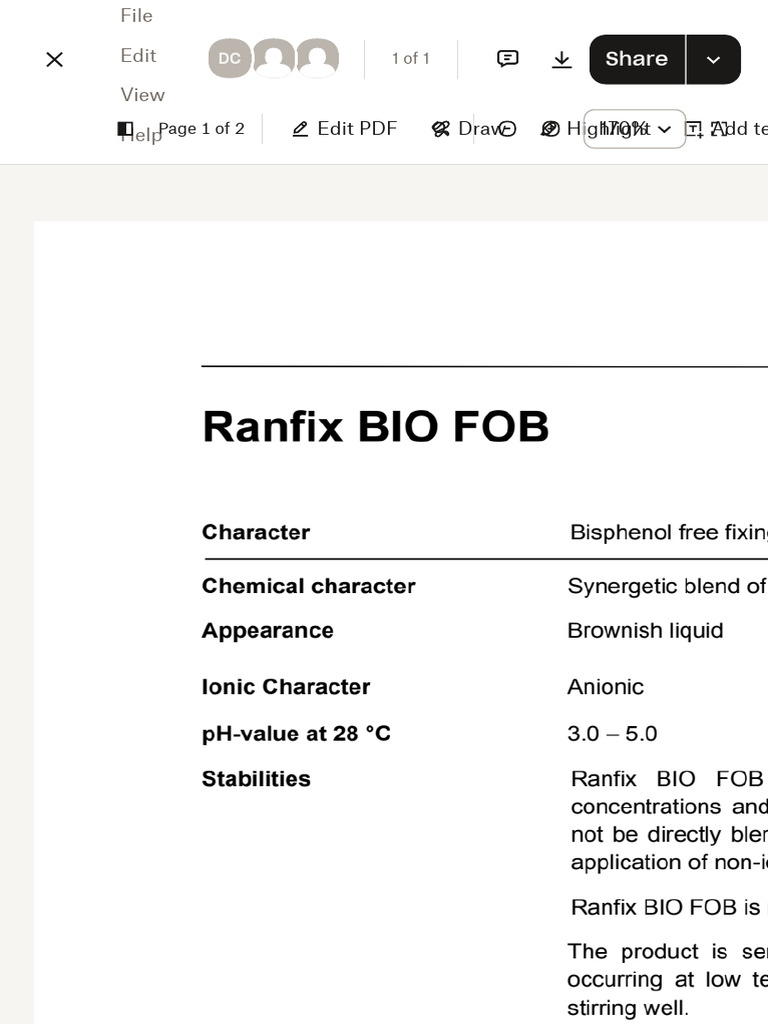 Ranfix BIO FOB - TDS March 2024 | PDF