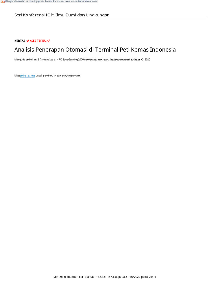 Otomasi Terminal Peti Kemas | PDF