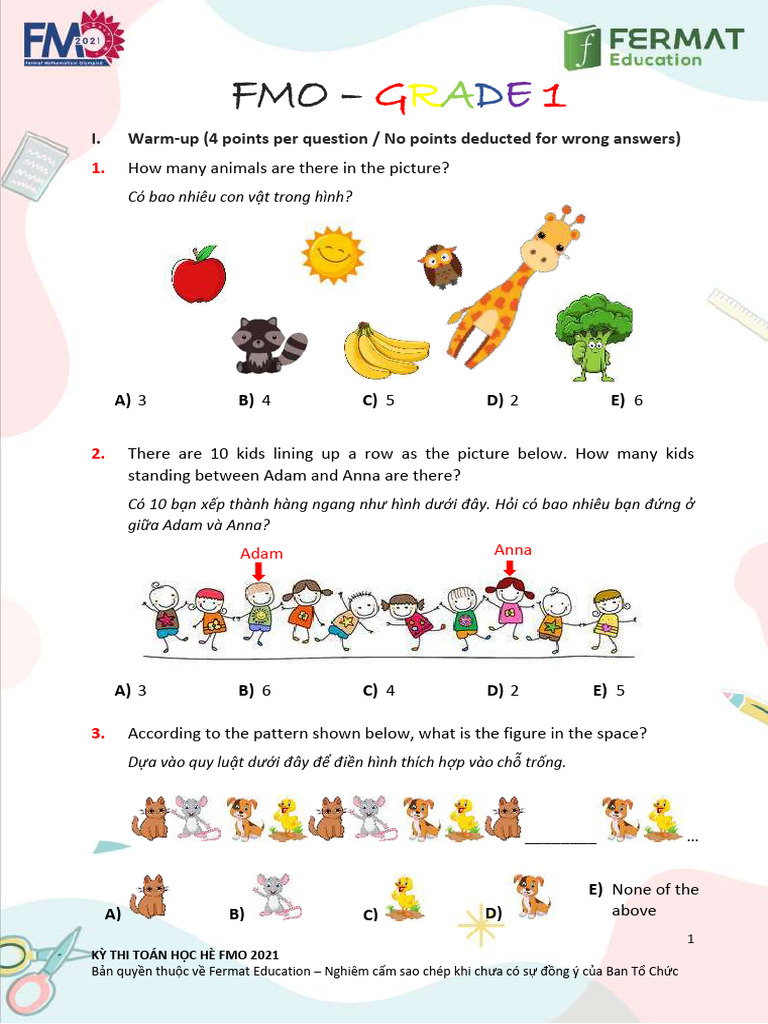 FMO. Khối 1 (Song ngữ) | PDF