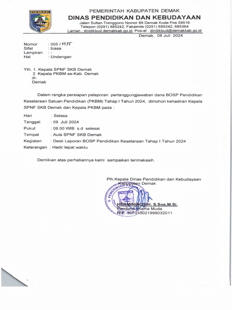 Undangan Desk BOP Tahap 1 | PDF