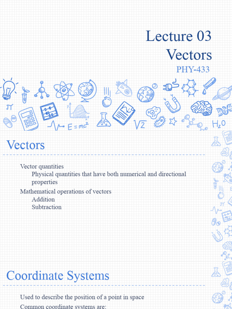 Physics Vectors Lecture Pdf Euclidean Vector Cartesian Coordinate System