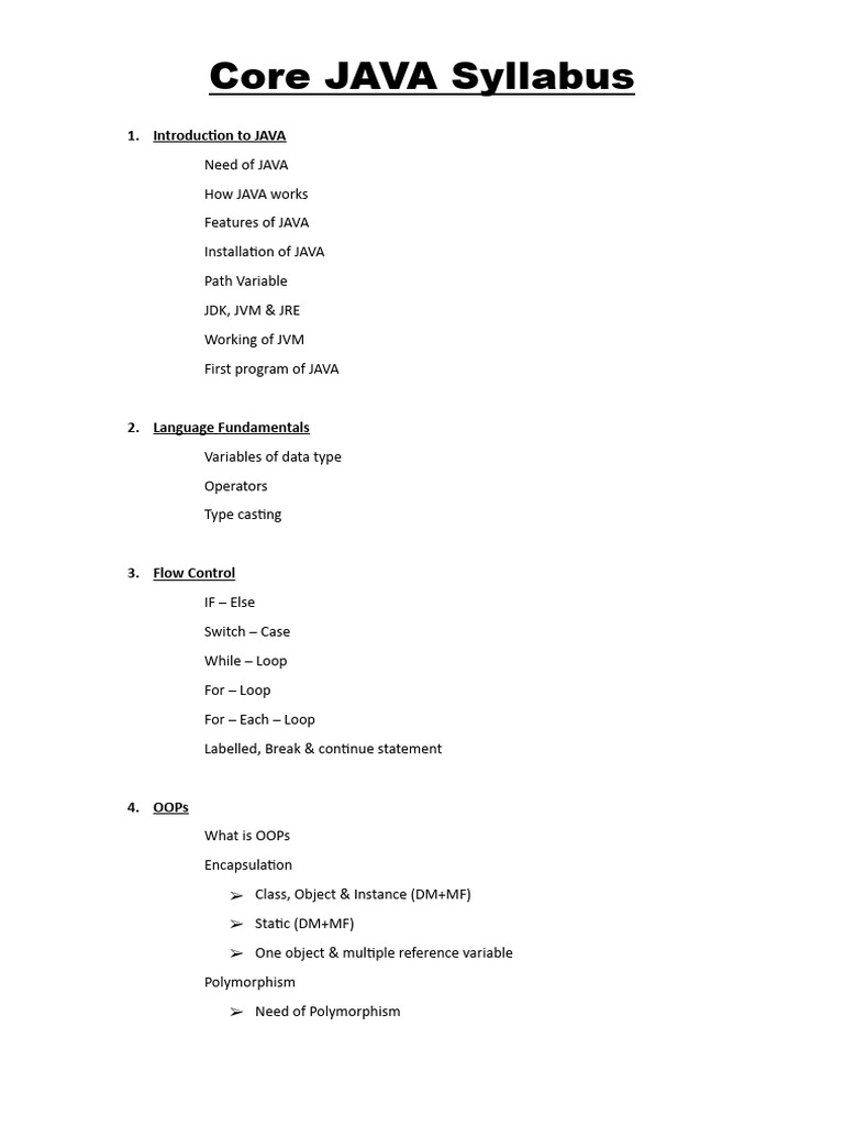 Java Course Syllabua Dec 2023 | PDF | Constructor (Object Oriented ...