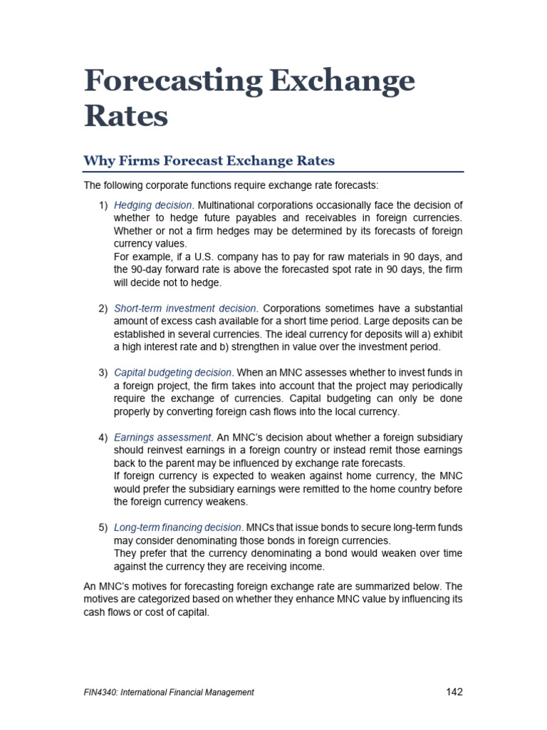 Exchange Rate Forecasting Techniques | PDF | Exchange Rate | Forecasting