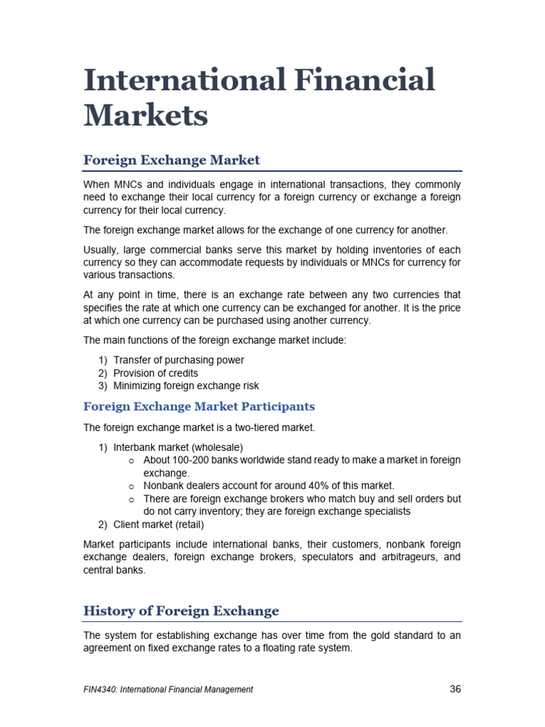 FIN 4340 - International Financial Markets | PDF | Bonds (Finance) | Exchange Rate