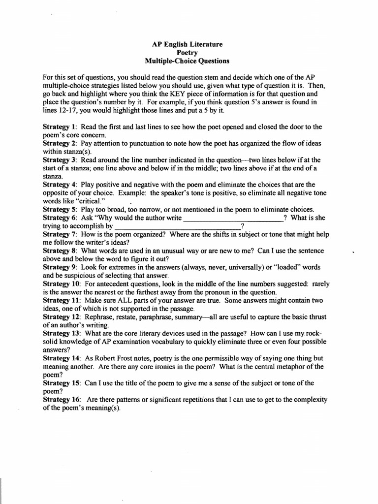 Poetry - MC Practice Using Poetry | PDF | Poetry | Question