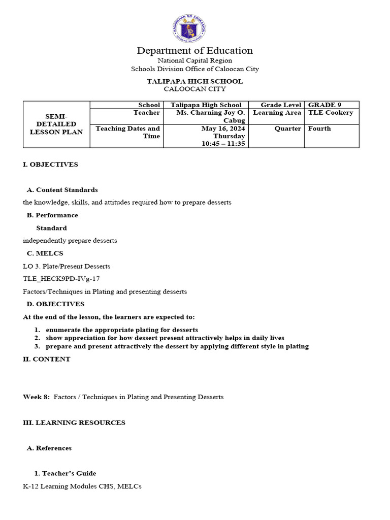 Detailed Lesson Plan Cot 4 2023 2024 | PDF | Learning | Lesson Plan