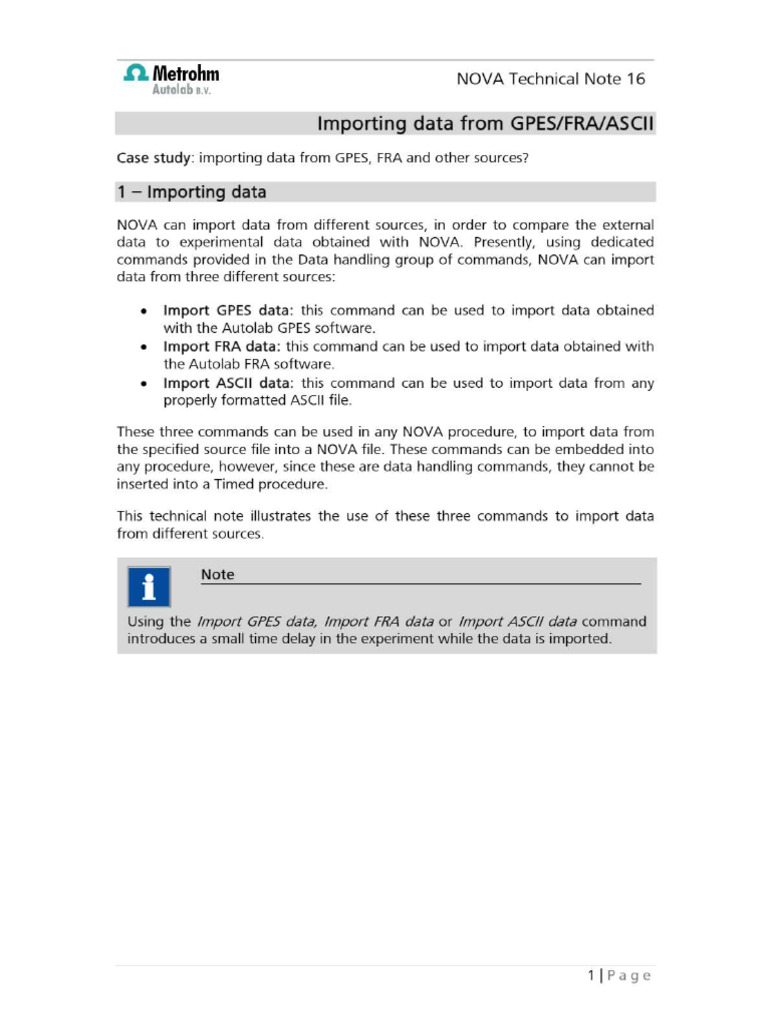 Import Data From ASCII For Nova 1 | PDF