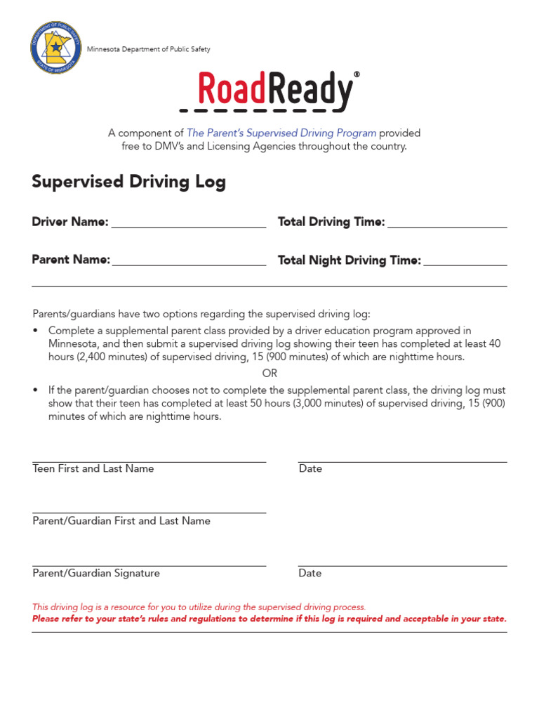 Parent's Driving Log Guide | PDF | Transport | Vehicles