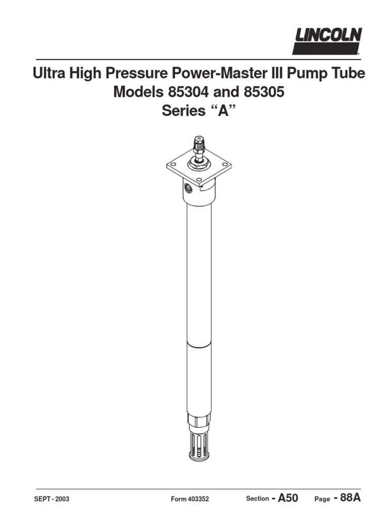 Ultra High Pressure Power-Master III Pump Tube | PDF | Pump | Valve
