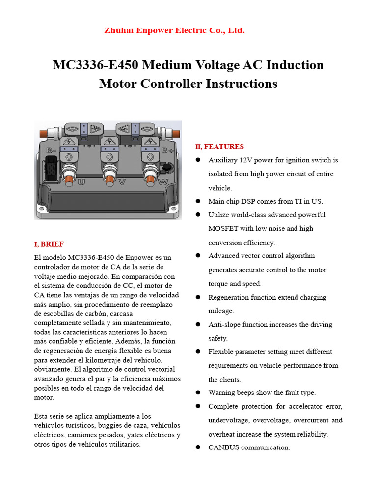 MC3336-144V E450 AC Induction Motor Controller | PDF | Bienes manufacturados