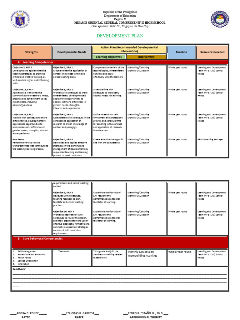 Development Plan | PDF | Mentorship | Learning