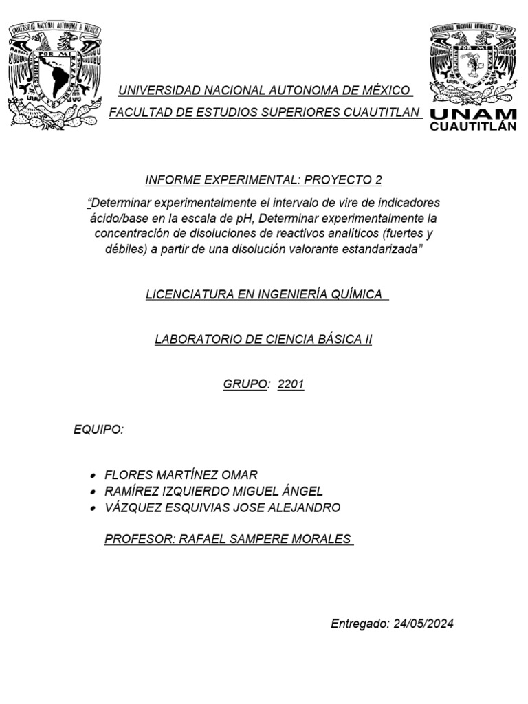 Informe 2 Lcb II | PDF | Ph | Química