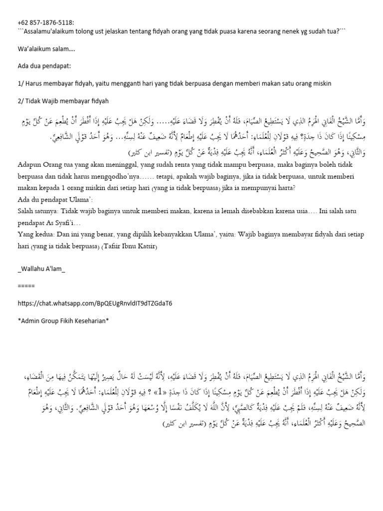 Fidyah Bagi Kakek Atau Nenek | PDF | Agama & Spiritualitas