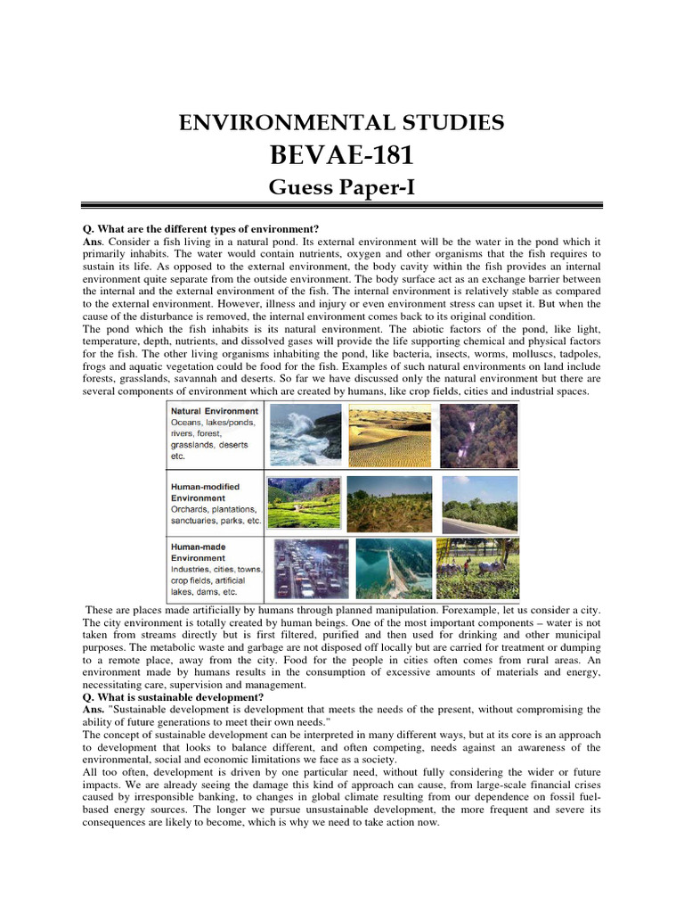 @IGNOU - BEVAE181 Guess Paper English | PDF | Soil | Ecosystem