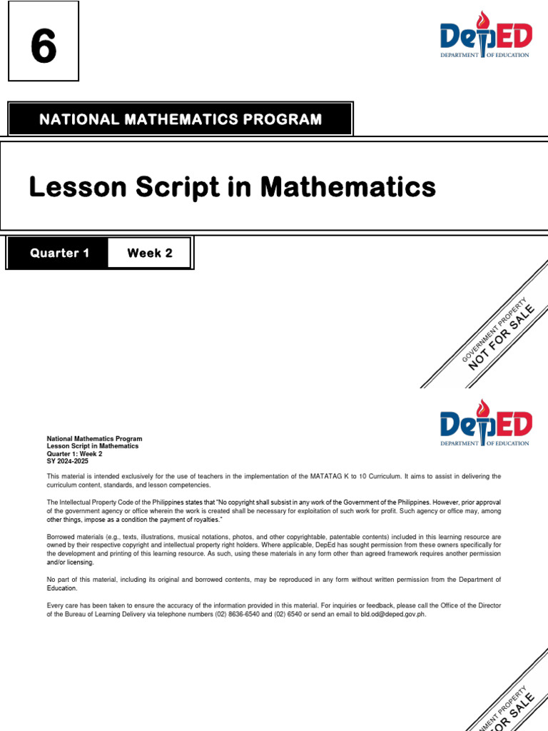 Lesson Script in Mathematics | PDF | Copyright | Learning