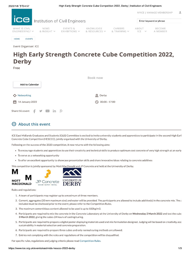 High Early Strength Concrete Cube Competition | PDF