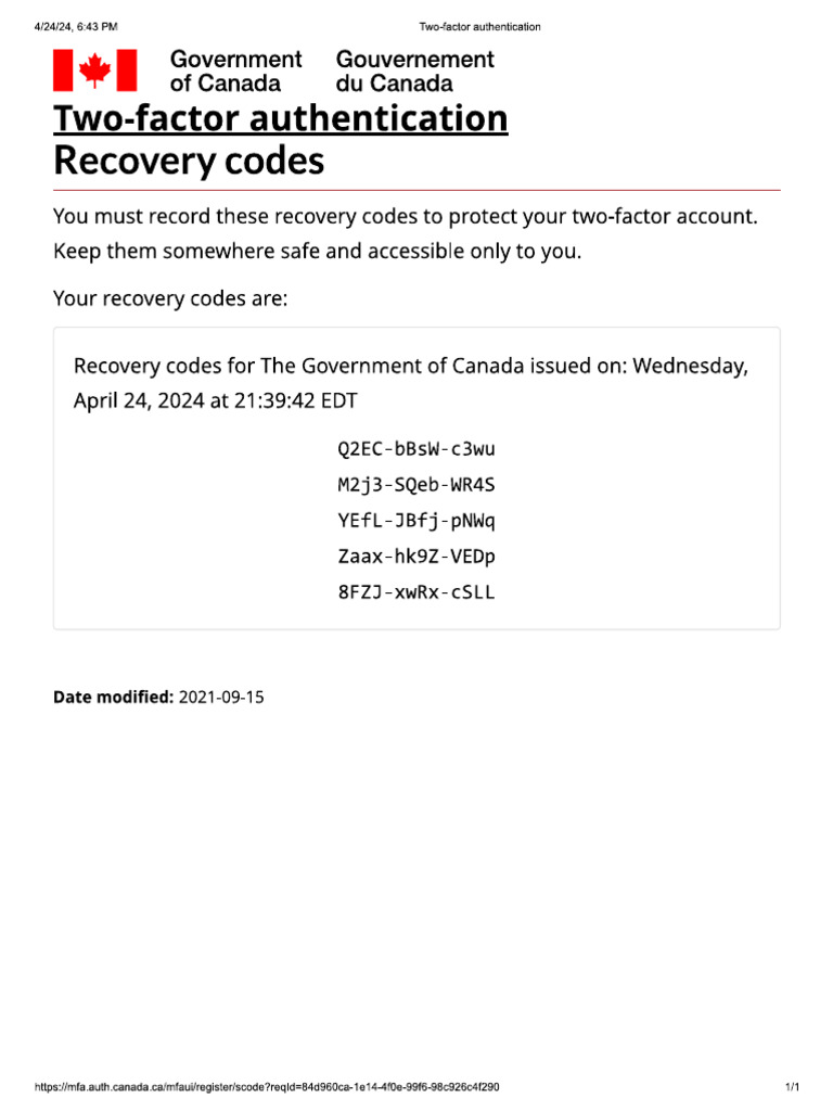 Recovery Codes | PDF